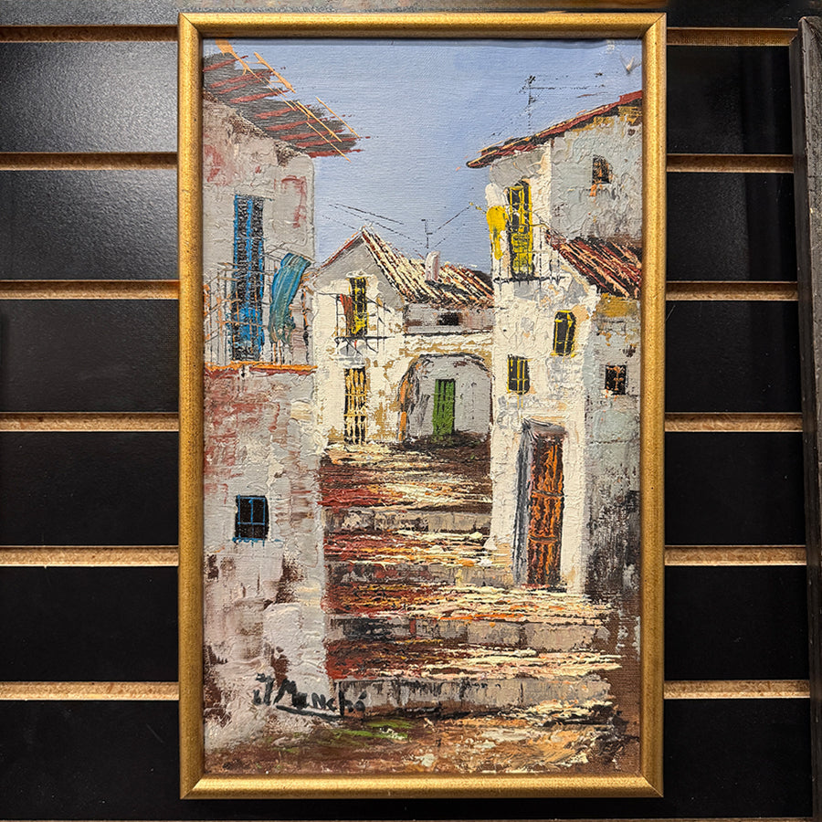 J mancho Mediterranean billage signed oil on canvas – The Exchange